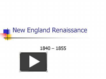New England Renaissance presentation | free to view