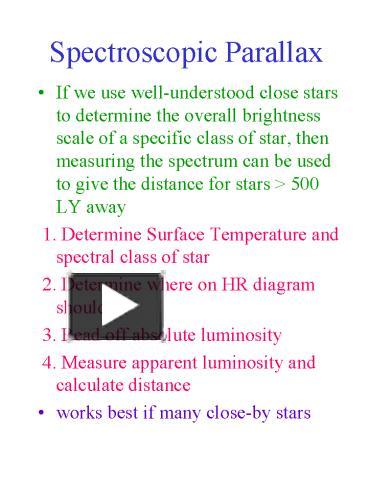 Spectroscopic Parallax presentation | free to view