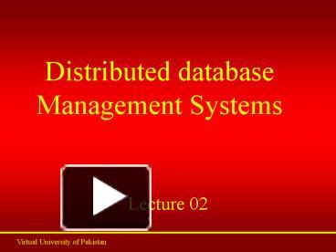 Distributed database Management Systems presentation | free to view