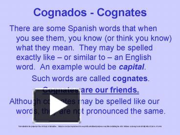 Cognados Cognates presentation | free to view