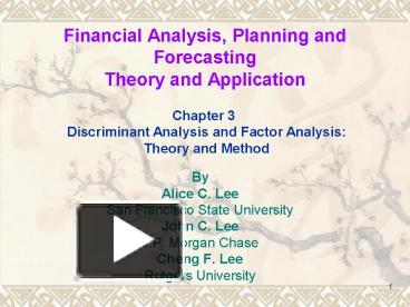Financial Analysis, Planning and Forecasting Theory and Application presentation | free to view