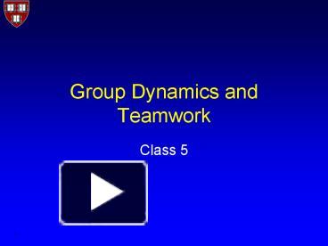 Group Dynamics and Teamwork presentation | free to view