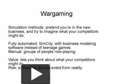 Wargaming presentation | free to view