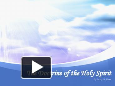 The Doctrine of the Holy Spirit presentation | free to download