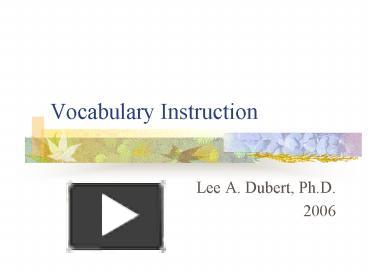 PPT – Vocabulary Instruction PowerPoint presentation | free to view ...