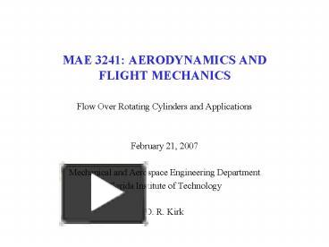 PPT – MAE 3241: AERODYNAMICS AND FLIGHT MECHANICS PowerPoint presentation | free to view - id ...