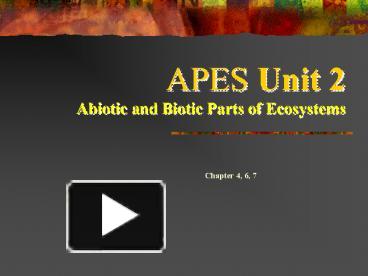 APES Unit 2 Abiotic and Biotic Parts of Ecosystems presentation | free ...