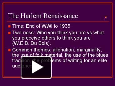 The Harlem Renaissance presentation | free to view