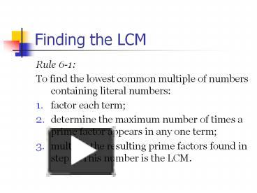 Finding the LCM presentation | free to download