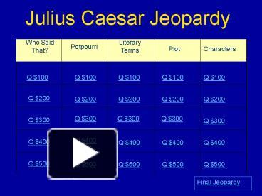 PPT – Julius Caesar Jeopardy PowerPoint presentation | free to view ...