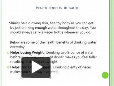 PPT – Importance Of Drinking Water PowerPoint presentation | free to ...