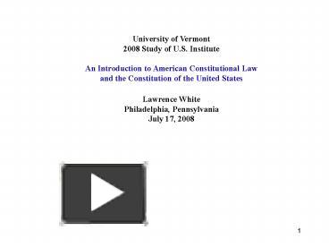 University of Vermont presentation | free to view