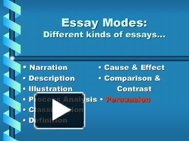 Essay Modes: Different kinds of essays presentation | free to view