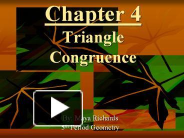 PPT – Chapter 4 Triangle Congruence PowerPoint presentation | free to ...