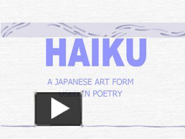 A JAPANESE ART FORM presentation | free to view