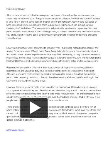 What Is Panic Away Technique presentation | free to download