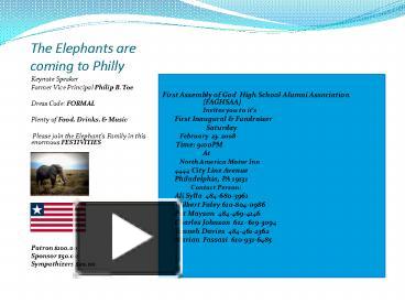 PPT – The Elephants are coming to Philly PowerPoint presentation | free to download - id: 5f74e7 ...