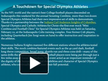 PPT – A Touchdown for Special Olympics Athletes PowerPoint presentation ...