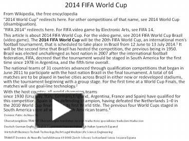 PPT – 2014 FIFA World Cup PowerPoint presentation | free to download ...