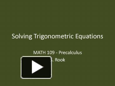 Solving Trigonometric Equations presentation | free to view