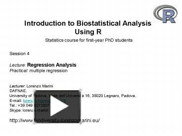 PPT – Introduction to Biostatistical Analysis Using R Statistics course for first-year PhD ...