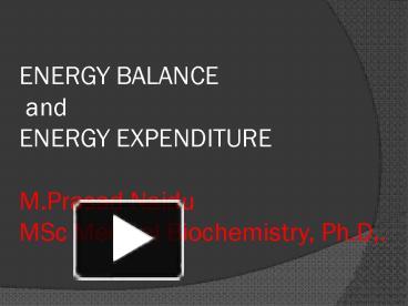 PPT – Energy balance PowerPoint presentation | free to download - id ...