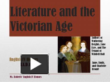 Literature and the Victorian Age presentation | free to download