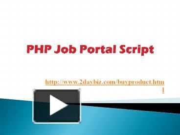 PHP Job Portal Script presentation | free to download