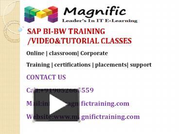 SAP BI-BW TRAINING @ VIDEO&TUTORIAL CLASSES presentation | free to download
