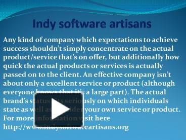 indy software artisans presentation | free to download
