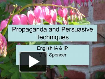 Propaganda and Persuasive Techniques presentation | free to download
