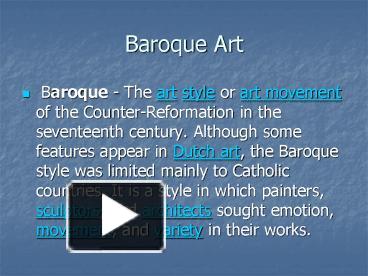 Baroque Art presentation | free to view