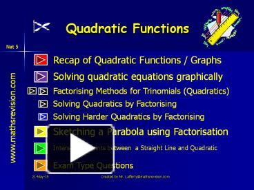 PPT – Quadratic Functions PowerPoint presentation | free to download ...
