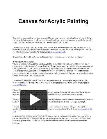Canvas for Acrylic Painting presentation | free to download