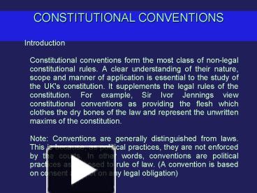 PPT – CONSTITUTIONAL CONVENTIONS PowerPoint presentation | free to ...