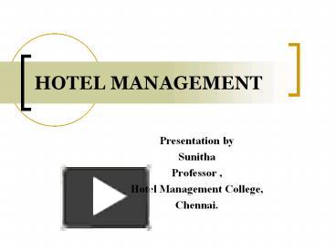 Hotel Management presentation | free to download