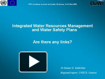Integrated Water Resources Management and Water Safety Plans ...