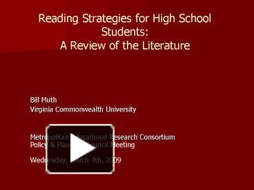 Reading Strategies for High School Students: A Review of the Literature ...
