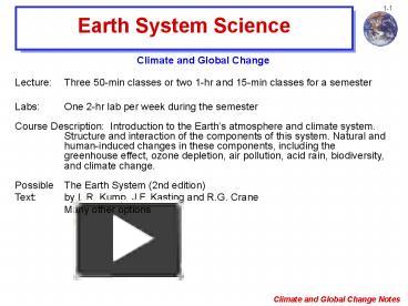 Earth System Science presentation | free to view