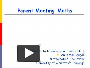 Parent Meeting-Maths presentation | free to download