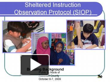 Sheltered Instruction Observation Protocol (SIOP) presentation | free ...