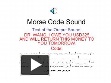Morse Code Sound presentation | free to download