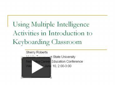 Using Multiple Intelligence Activities in Introduction to Keyboarding ...