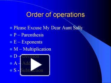 Order of operations presentation | free to view