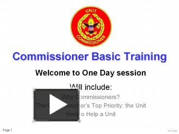 Commissioner Basic Training presentation | free to view