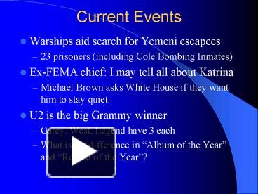 PPT – Current Events PowerPoint presentation | free to view - id: 67146 ...