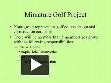 Miniature Golf Project presentation | free to download