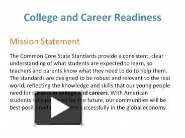 College and Career Readiness presentation | free to view