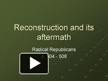 PPT – Reconstruction and its aftermath PowerPoint presentation | free ...