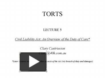 PPT – TORTS PowerPoint presentation | free to download - id: 68080d-ZTc4Y